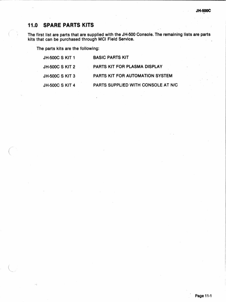 JH500c Manual 1101-1108 Spare Parts | PDF