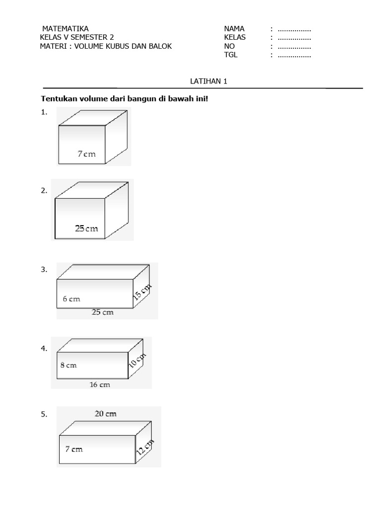Latihan Volume Kubus Dan Balok | PDF