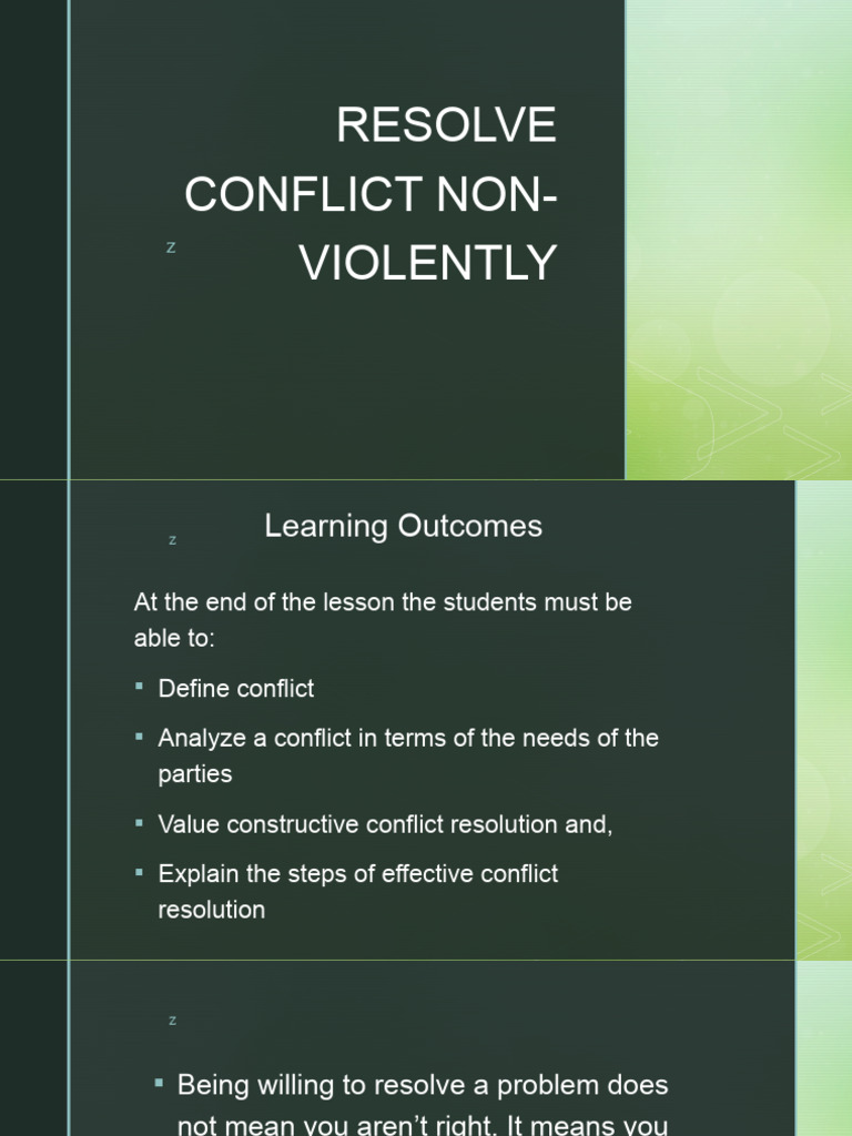 Non-Violent Conflict Resolution Guide | PDF | Career & Growth