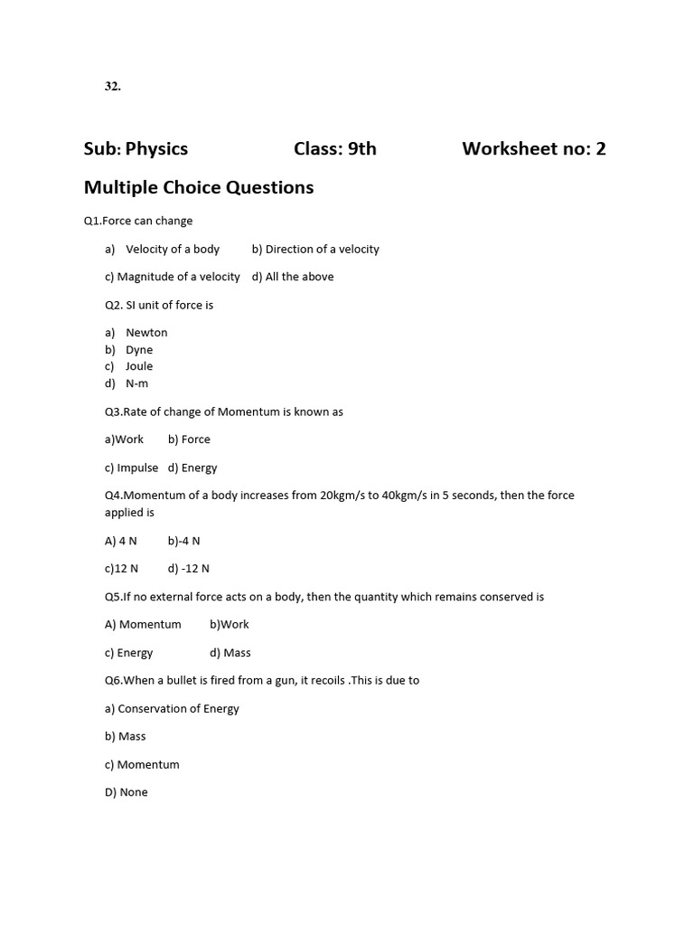 CBSE Class 9 Science Worksheet - Revision | PDF