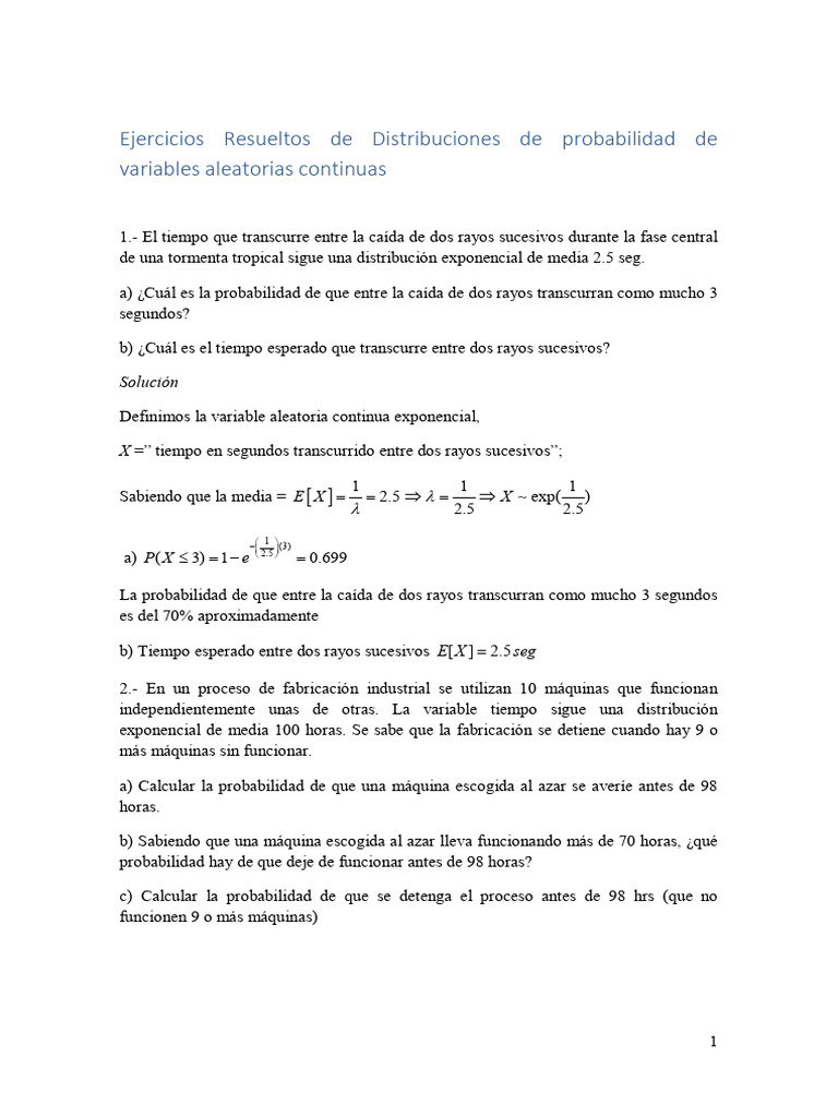 Ejercicios Resueltos Distrib Va Continuas | PDF