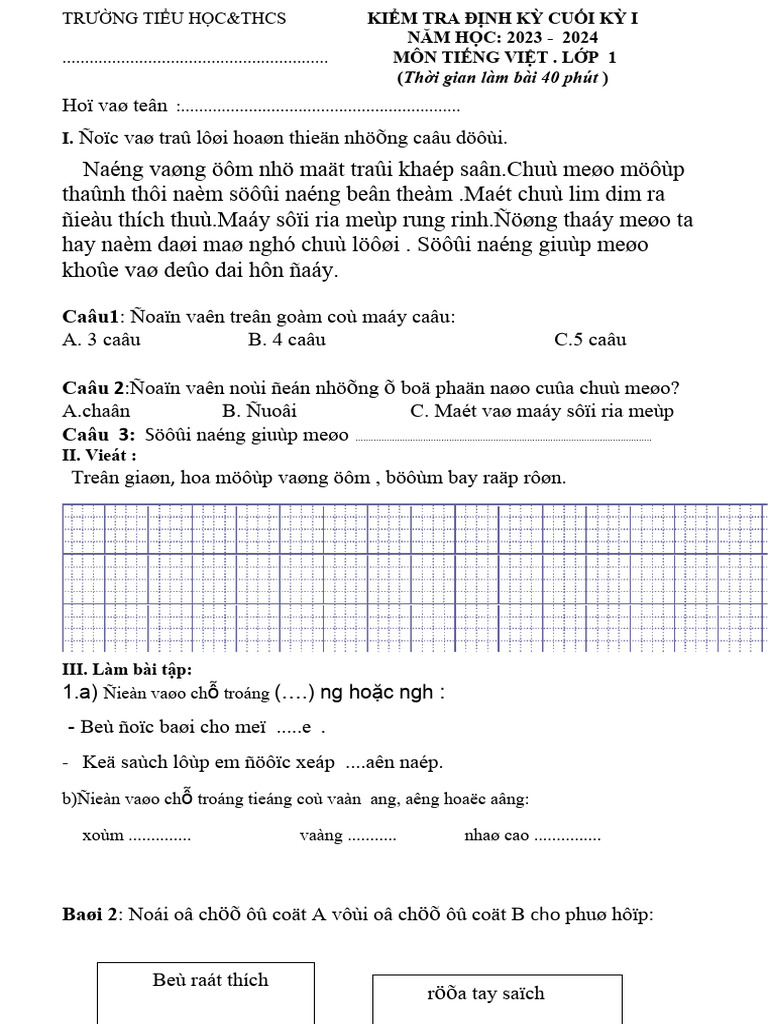 ĐỀ KT CHKI - TOÁN -SỐ 1 | PDF
