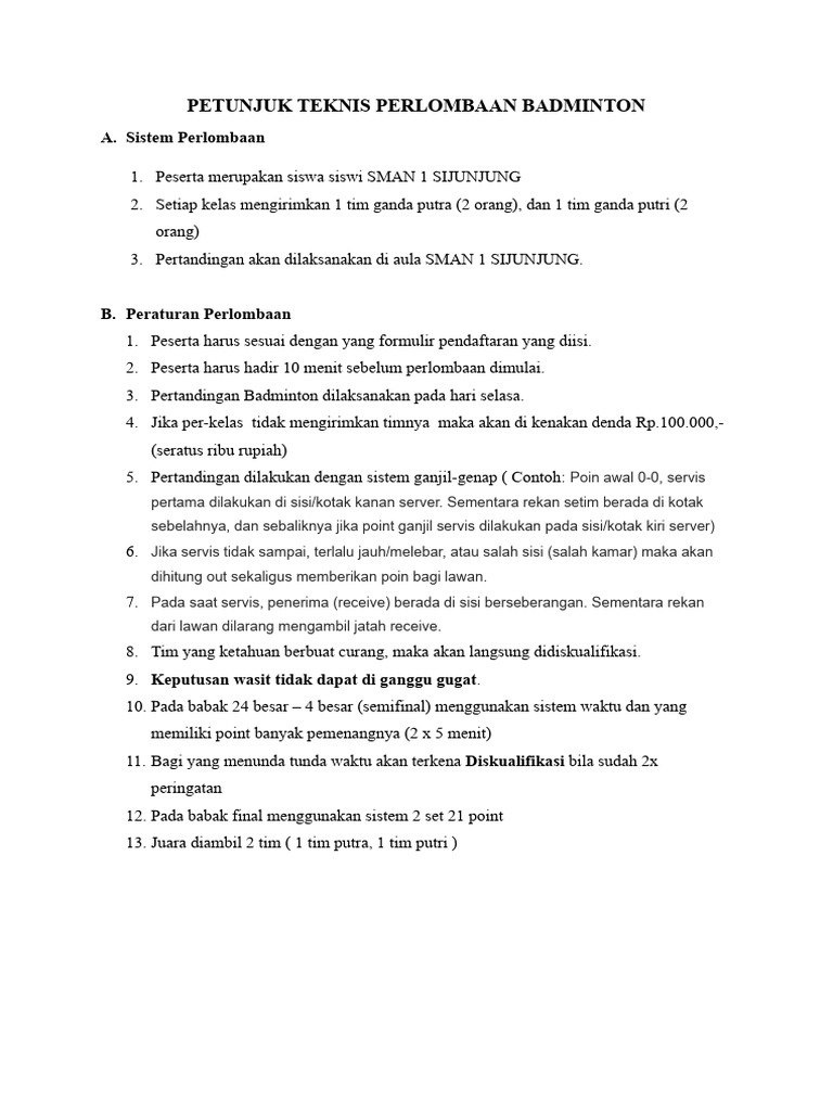 Juknis Lomba CM 1 | PDF