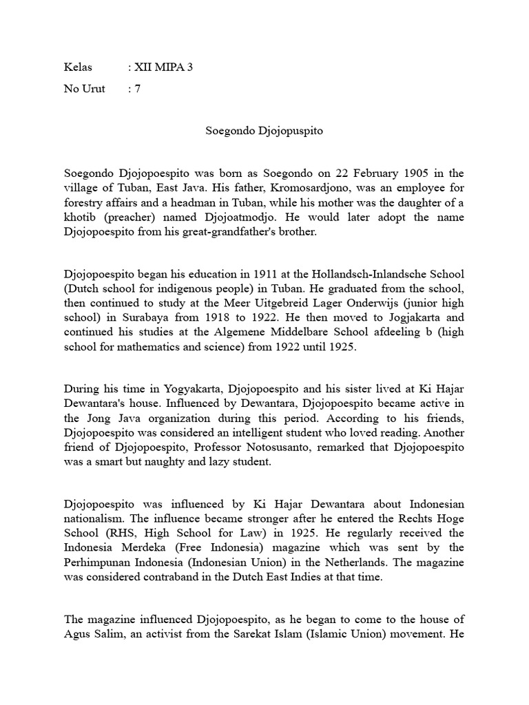 Naskah Storytelling - XII MIPA 3 - Soegondo Djojopoepito | PDF