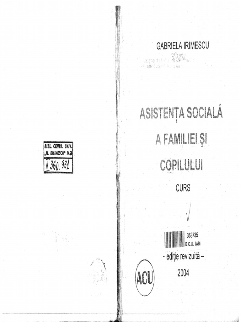 Asistenta Sociala A Familiei Si Copilului - Curs - 2004 | PDF