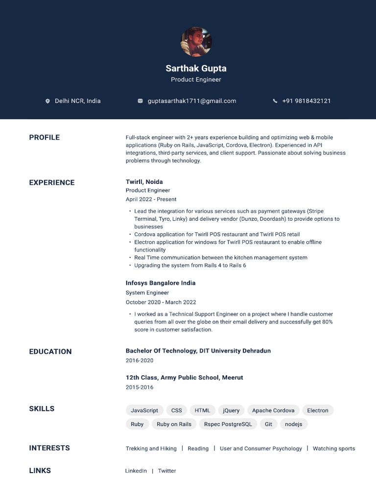 Sarthak Gupta Resume | PDF | Business | Computers