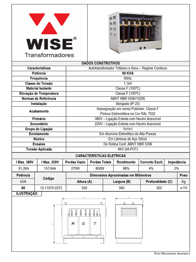 Datasheet Transformador 60 kVA | PDF