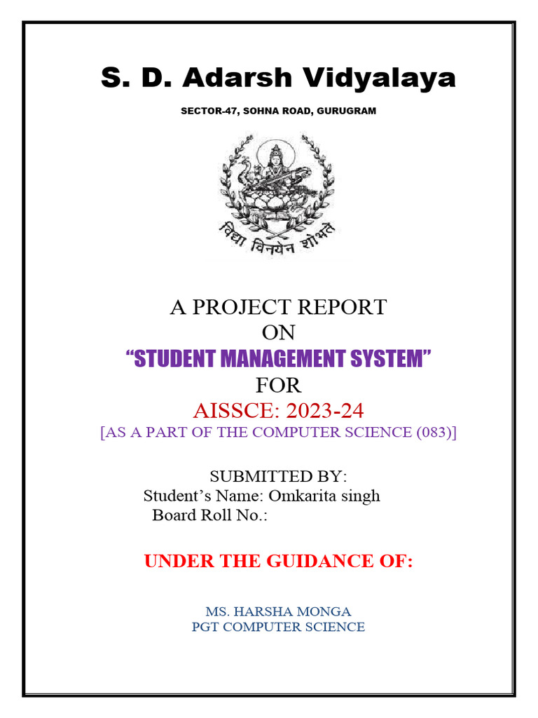 Student Management System Menu Driven Project | PDF