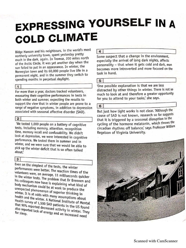 Expressing Yourself in A Cold Climate | PDF
