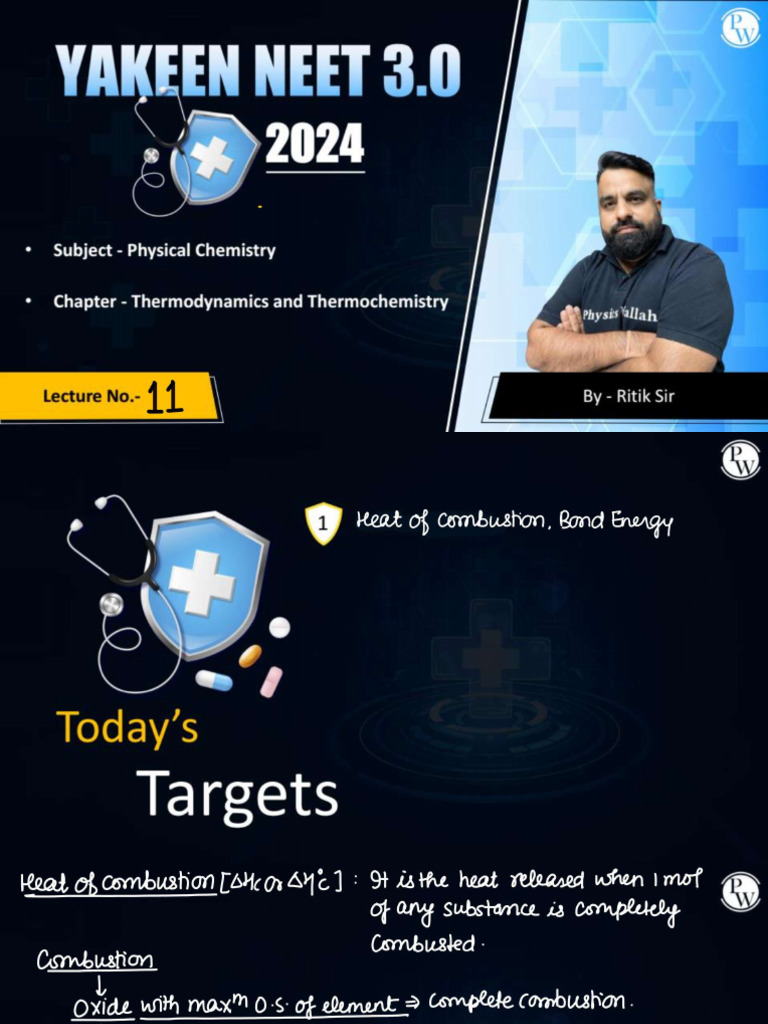 Thermodynamics and Thermochemistry 11 - Class Notes - Yakeen 3.0 2024 | PDF