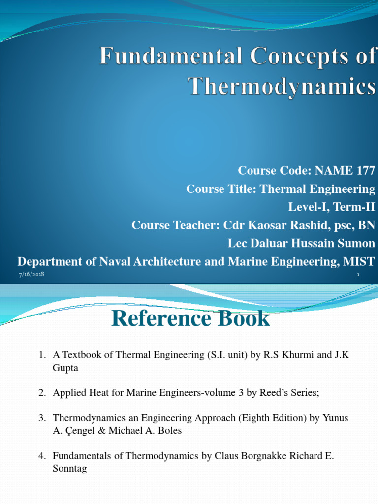Fundamental Concepts of Thermodynamics | PDF