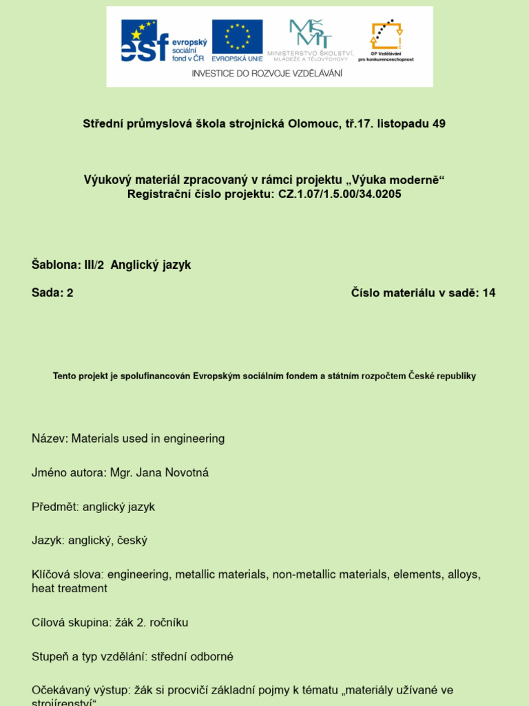 Engineering Materials Overview | PDF | Art