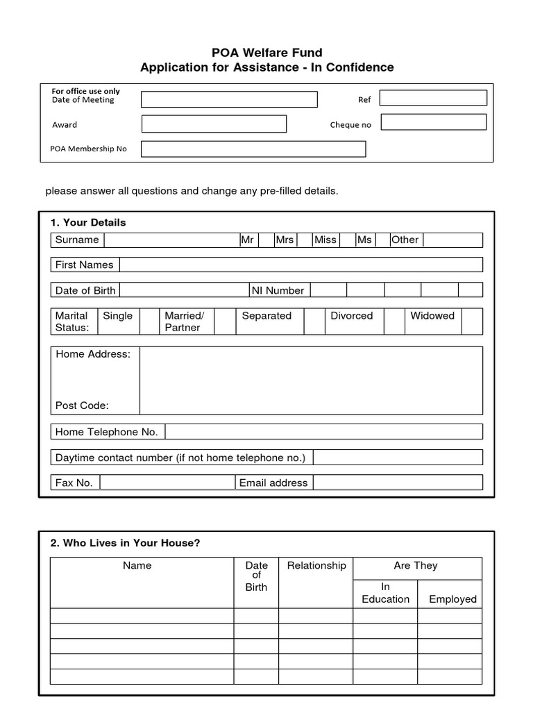 Welfare Fund Form | PDF