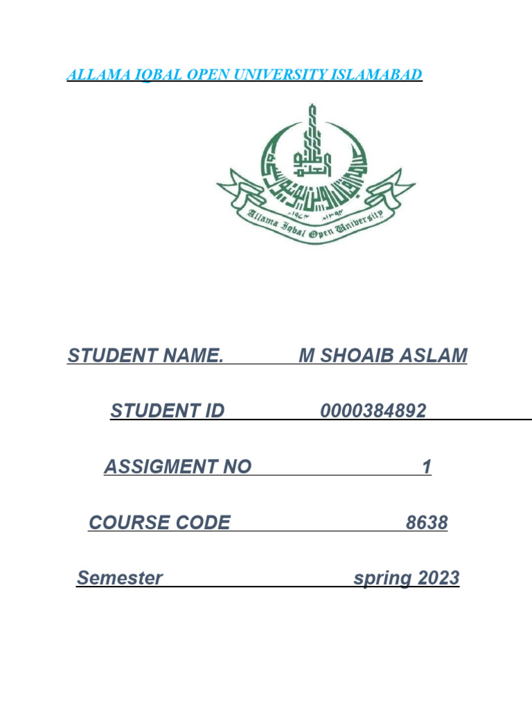 AIOU Assignment Front Page Guide | PDF | Constructivism (Philosophy Of ...