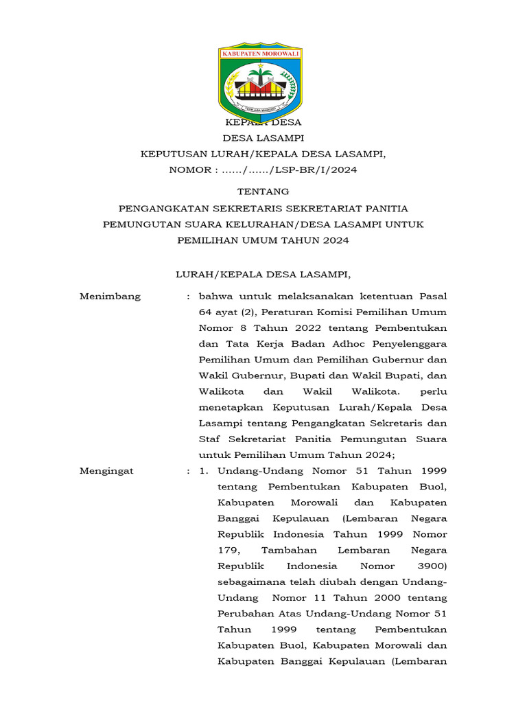 Contoh Sk Sekretariat Pps Untuk Desa Pdf