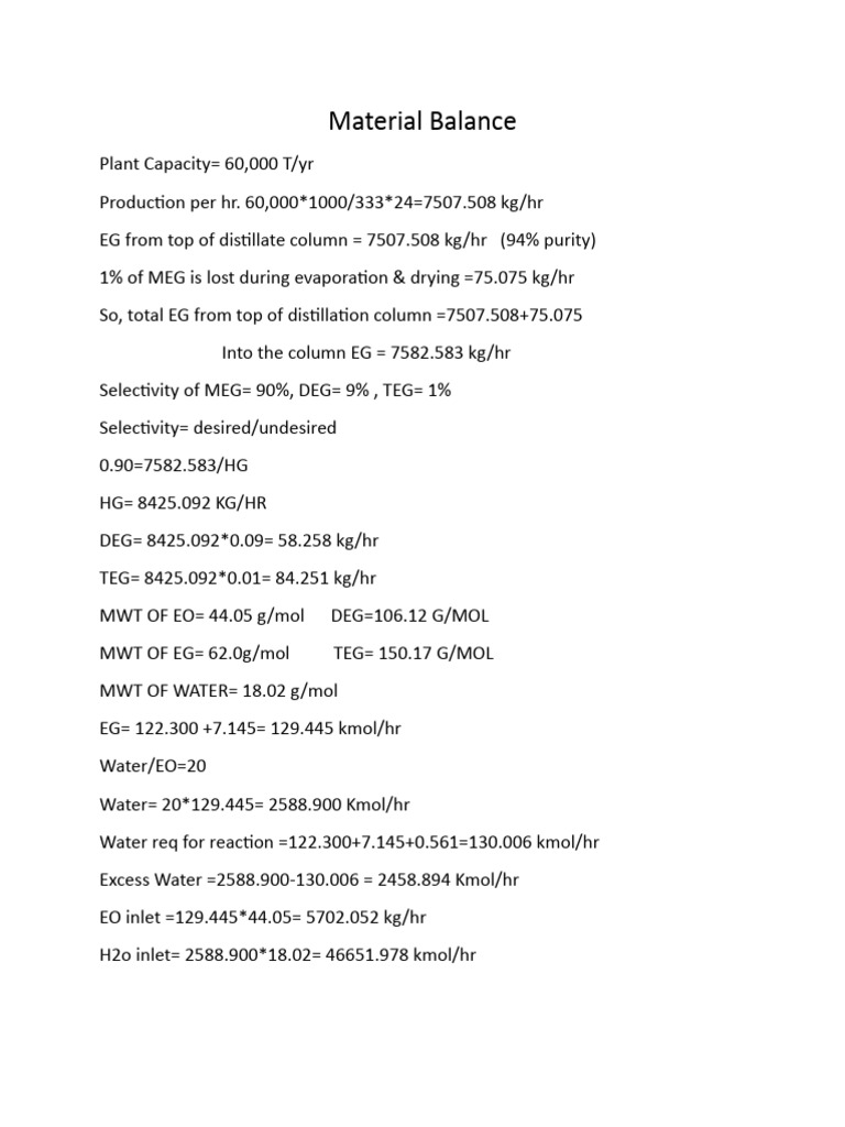 Material Balance 1 | PDF