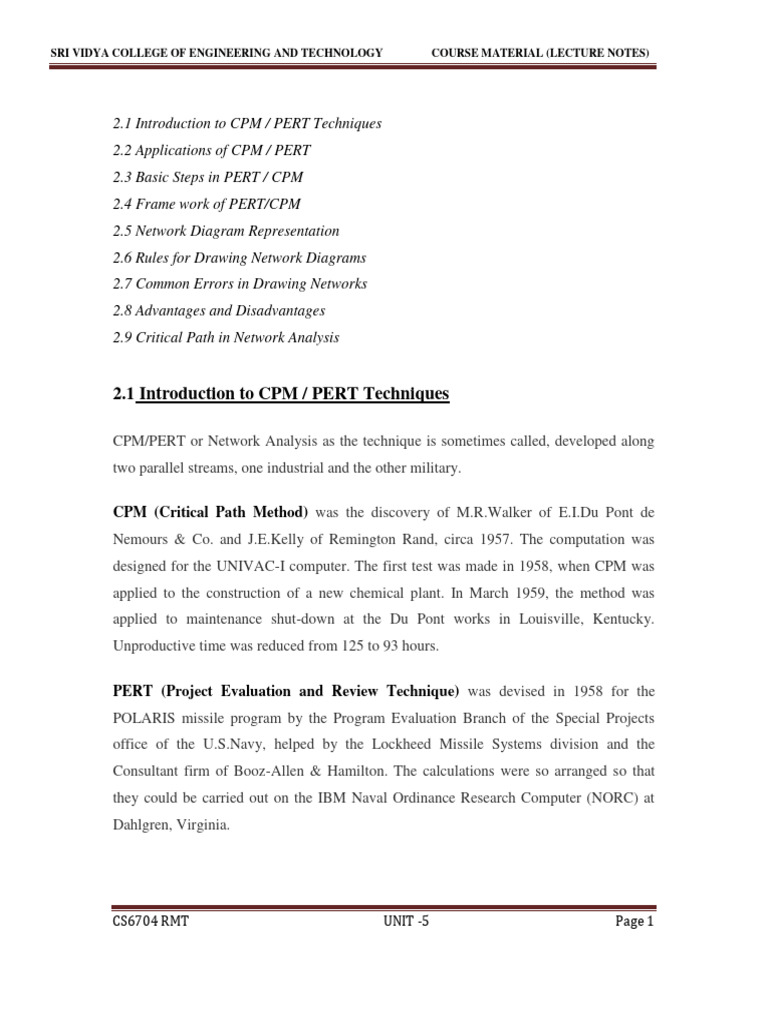 Pert and CPM | PDF | Project Management | Systems Science
