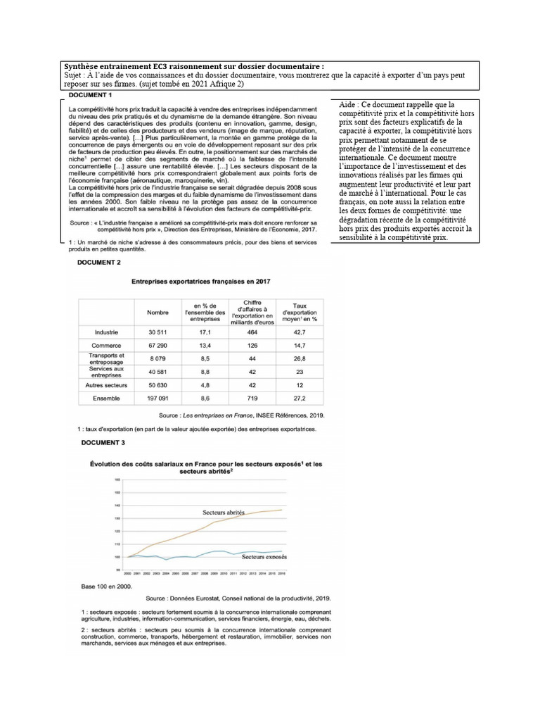 Synthèse Entrainement EC3 Raisonnement Sur Dossier Documentaire | PDF ...