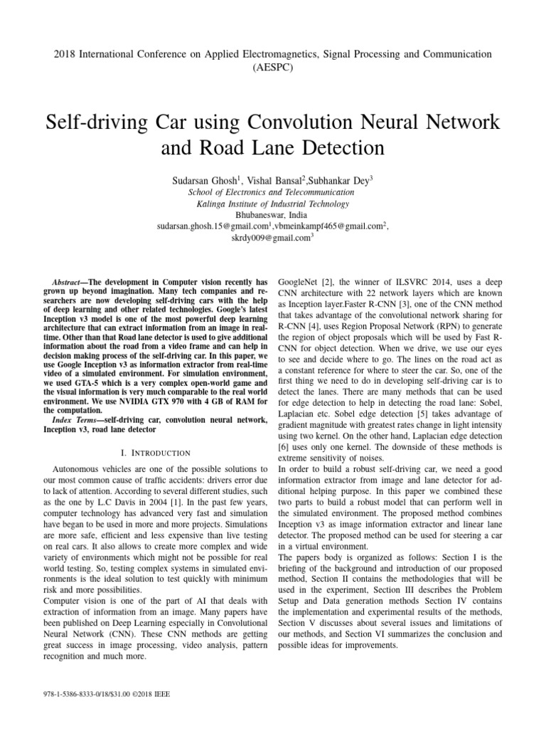 Self-Driving Car Lane Detection CNN | PDF | Deep Learning | Cybernetics