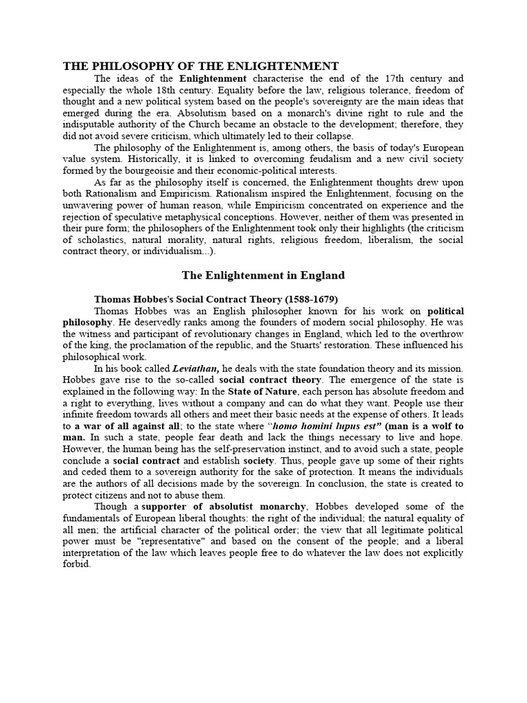 Enlightenment | PDF | Age Of Enlightenment | Social Contract