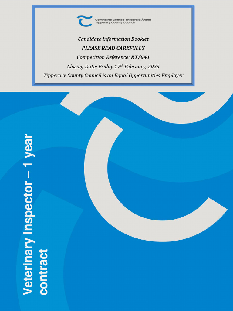 Veterinary Inspector Candidate Information Booklet Tipperary - 20012023 ...