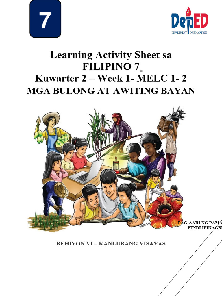 FILIPINO 7 - LAS 1 - Week 1-MELCS 1 - 2 | PDF