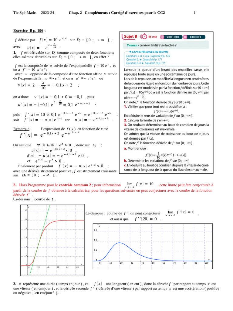 Tle SMath Chap2 Dérivées Convexité | PDF
