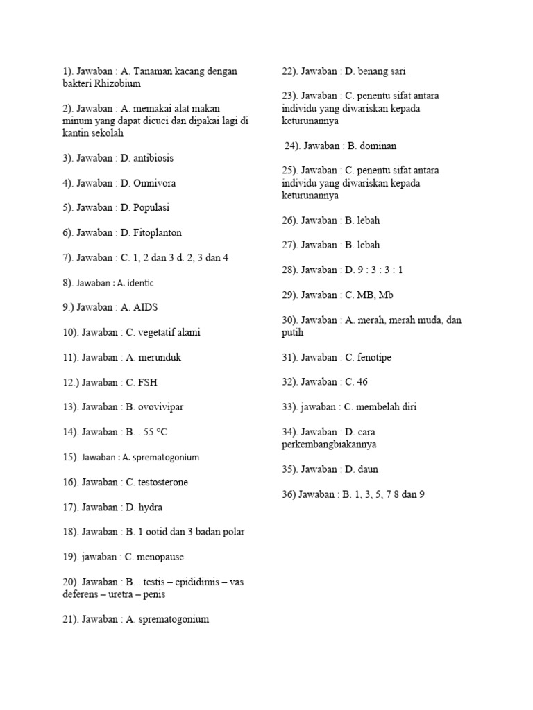 Kunci Jawaban Latihan Soal Osn Sains SD | PDF