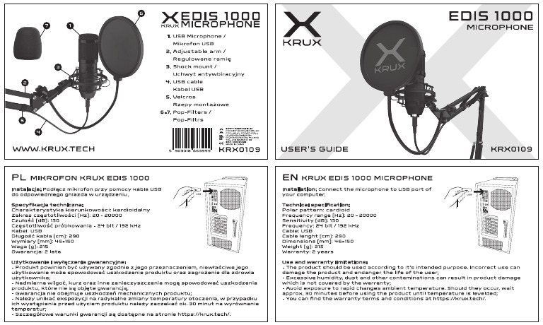 Instrukcja Obslugi KRUX EDIS 1000 | PDF