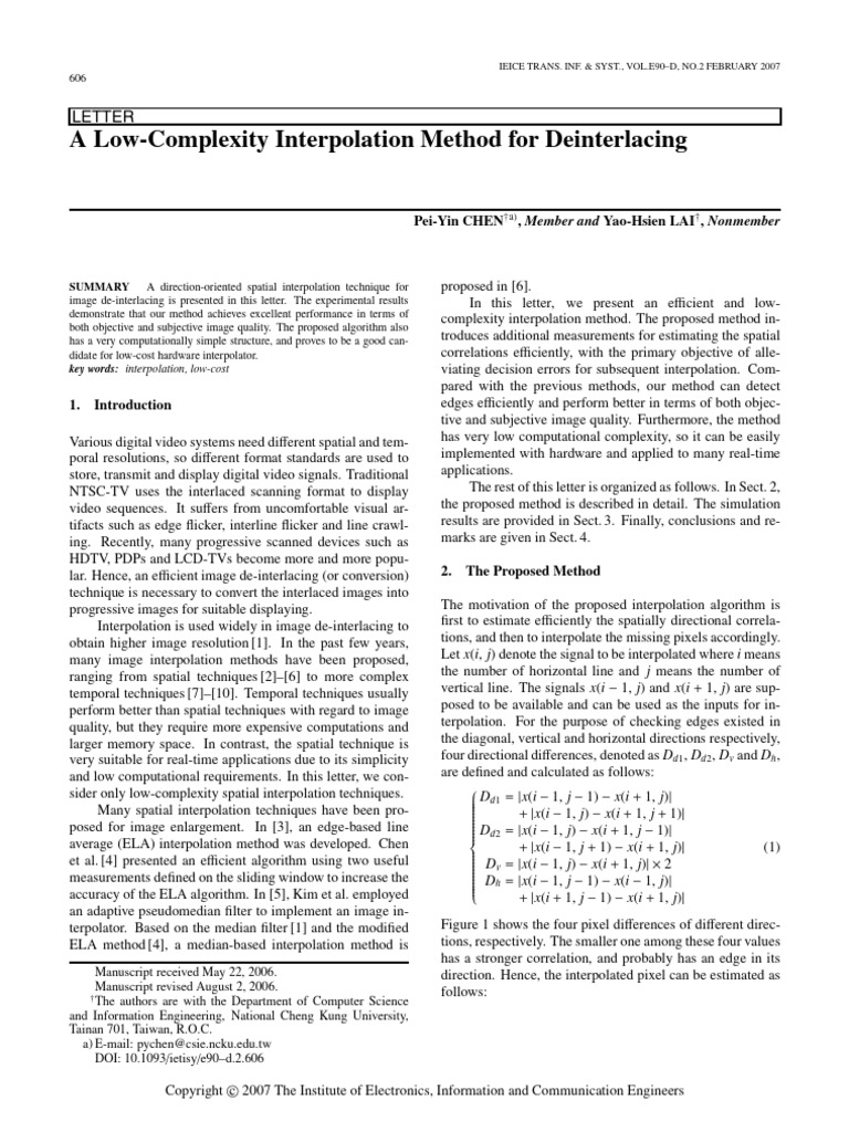 2007 A Low Complexity Interpolation Method For Deinterlacing Pdf Electronic Engineering 0794