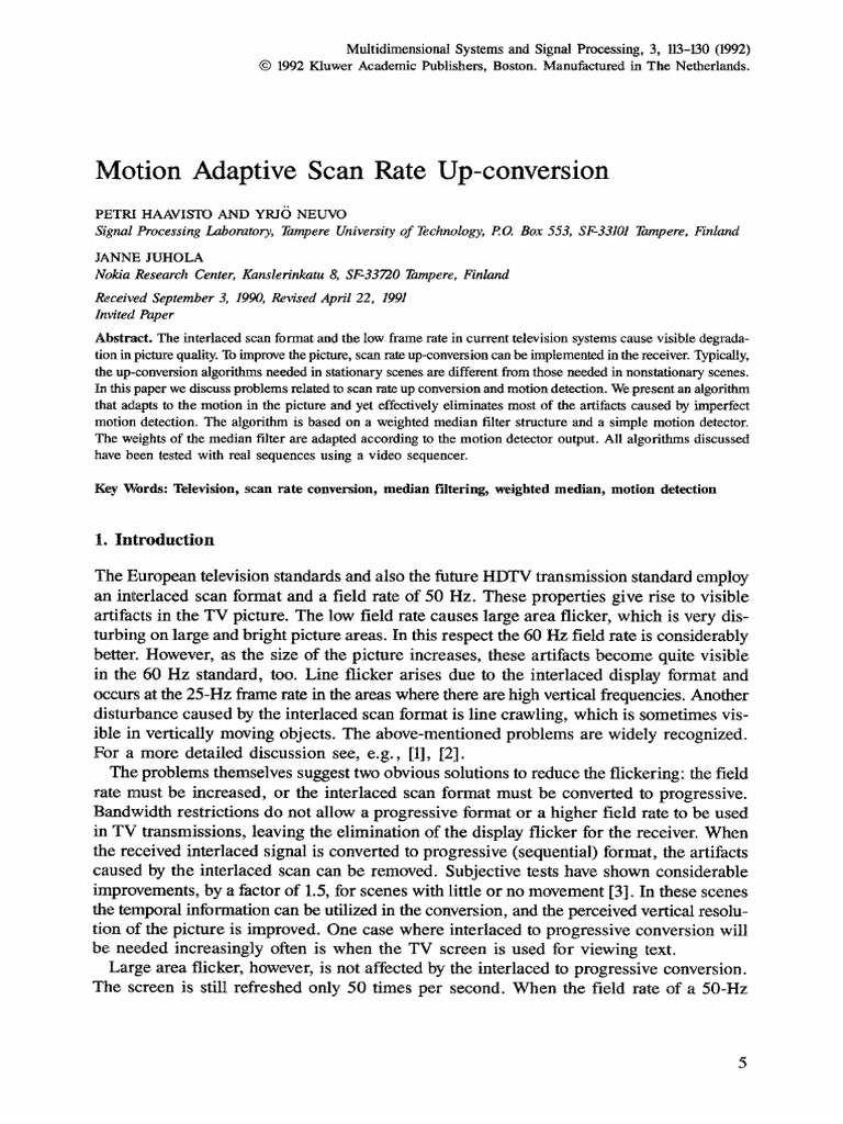 Motion Adaptive | PDF | Film And Video Technology | Electrical Engineering