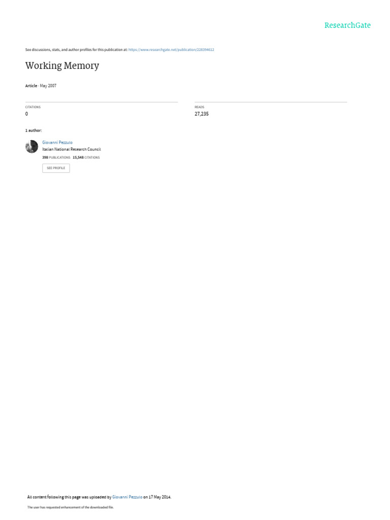 Working Memory | PDF | Working Memory | Memory
