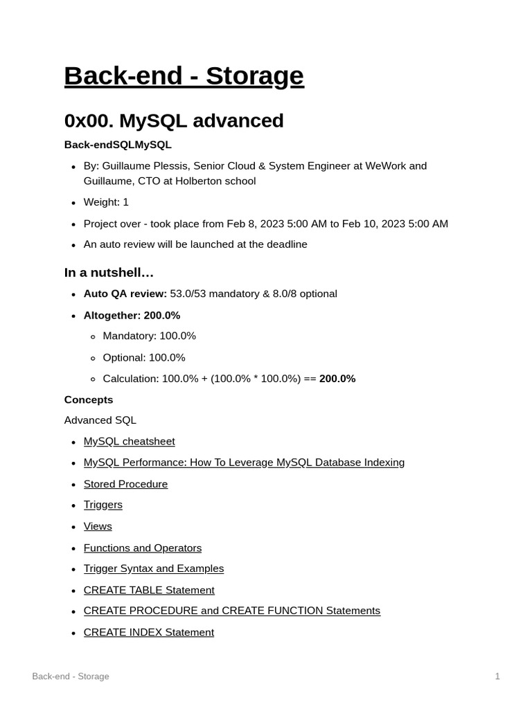 MySQL Advanced: Back-end Storage Guide | PDF | Computers