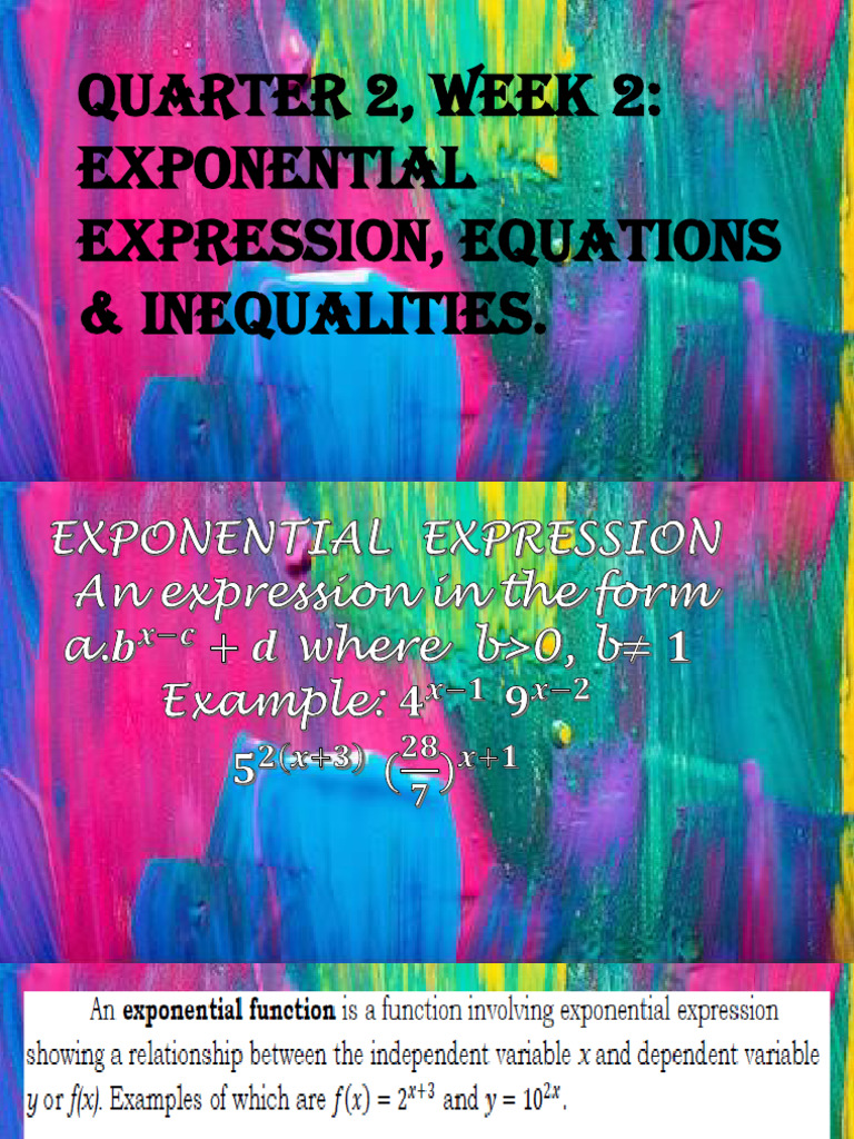 Q2 W2 Exponential Expressionequationinequalitiesfunction | PDF | Exponentiation | Function ...
