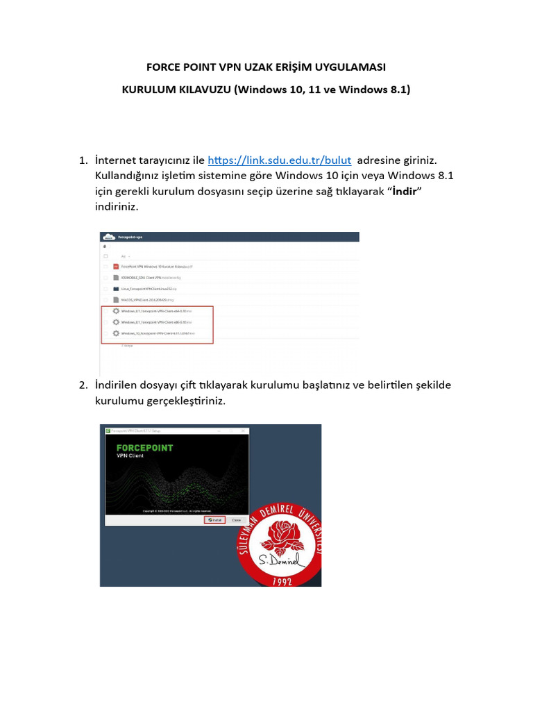 ForcePoint VPN Windows 10-11 Ve Windows 8 Kurulum Kılavuzu | PDF