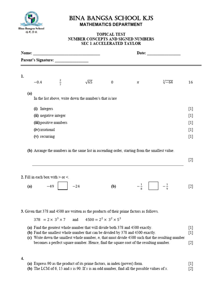Number Concept and Signed Number-G 7 | PDF