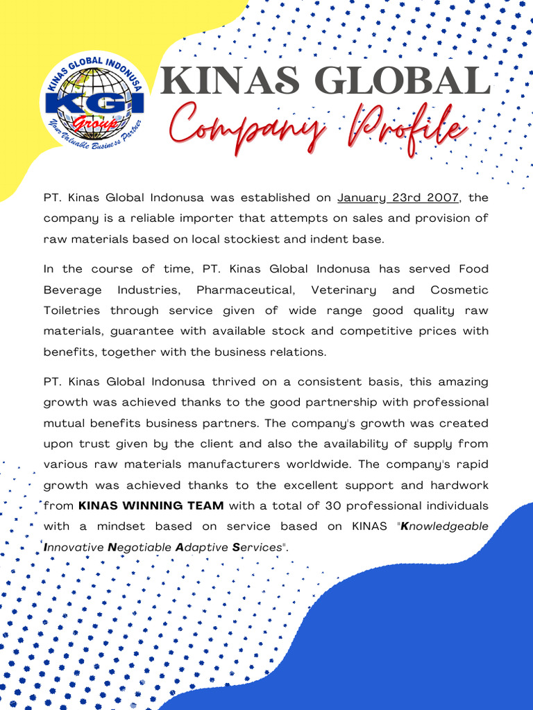 PT. Kinas Global Indonusa Company Profile | PDF