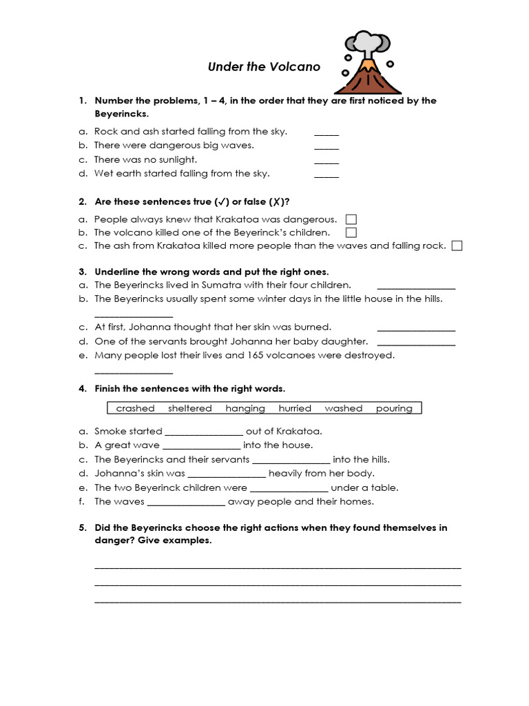 Volcano Survival Worksheet | PDF | Social Science | Young Adult