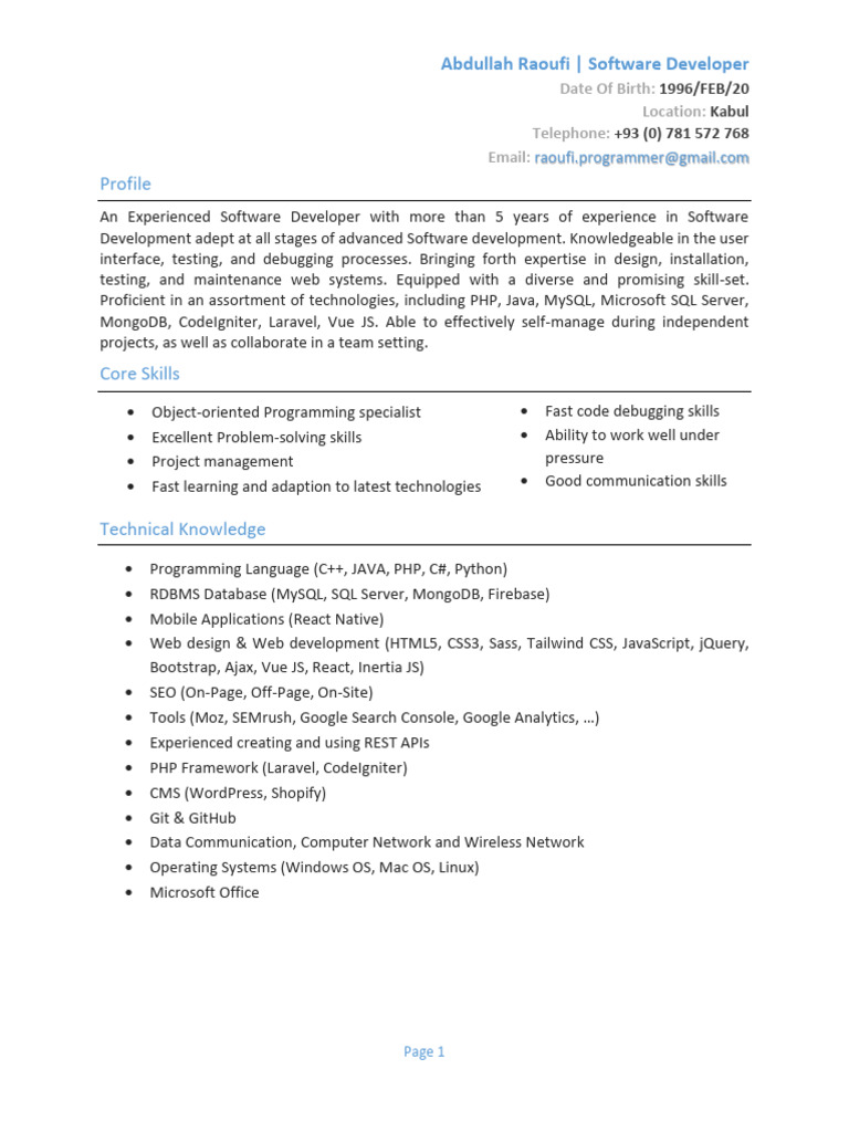 Abdullah-Raoufi-CV | PDF