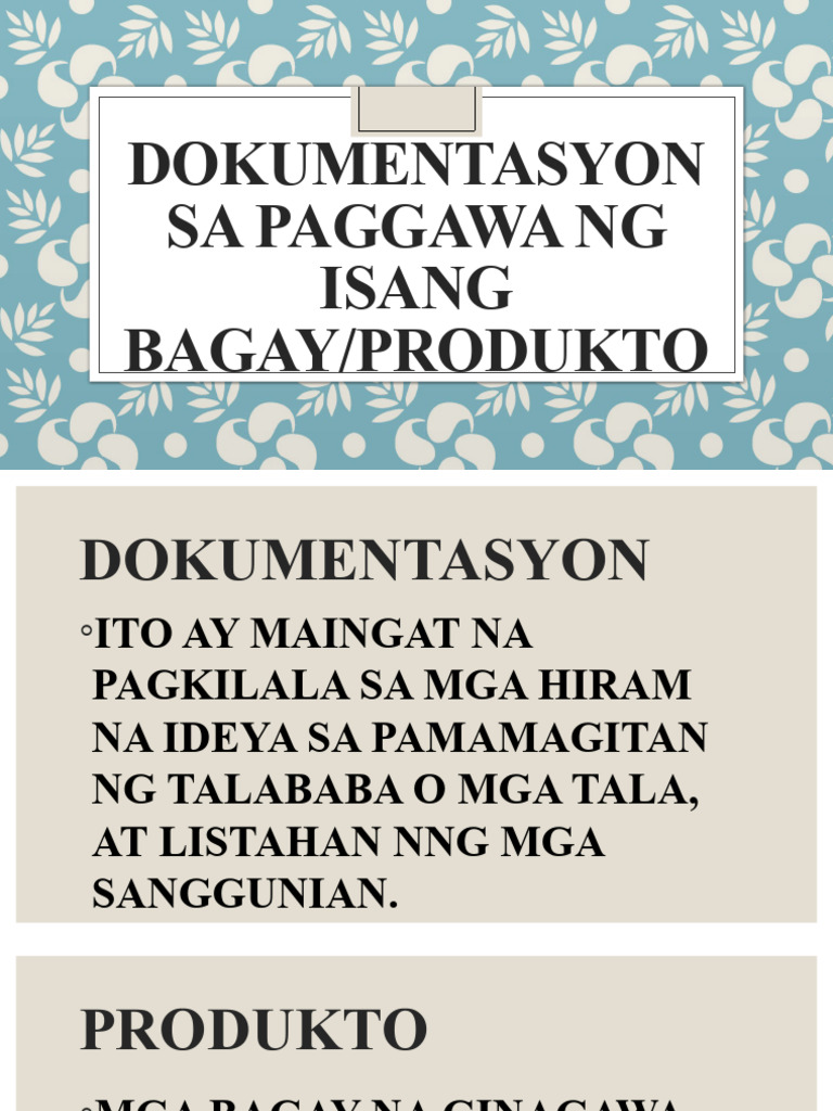 Dokumentasyon Sa Paggawa NG Isang Bagay | PDF