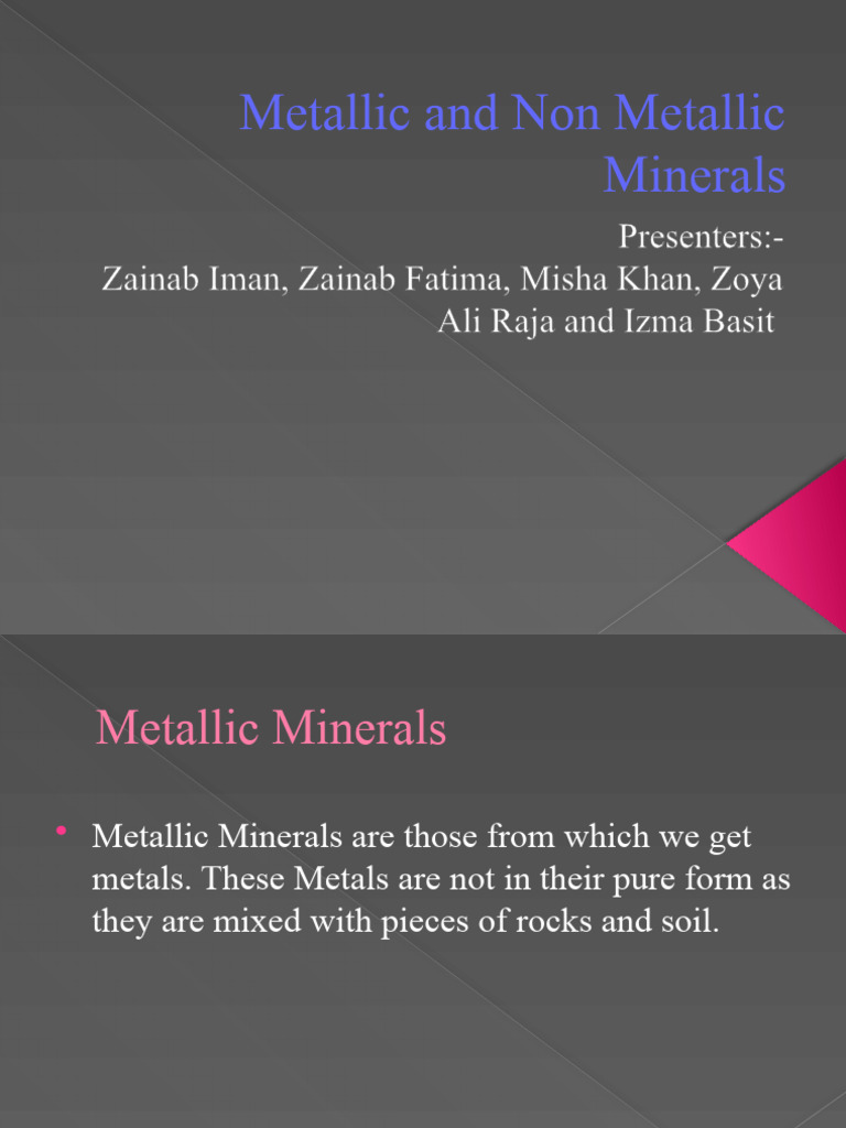 Metallic and Non Metallic Minerals | PDF