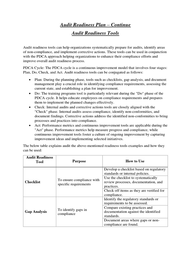 Audit Readiness Plan | PDF