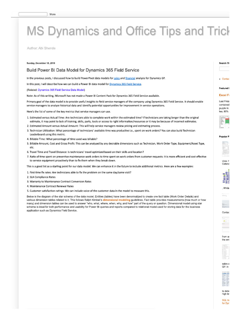 Field Service Schema | PDF