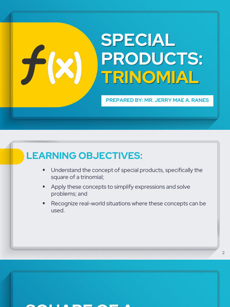 Special Products - Square of A Trinomial | PDF