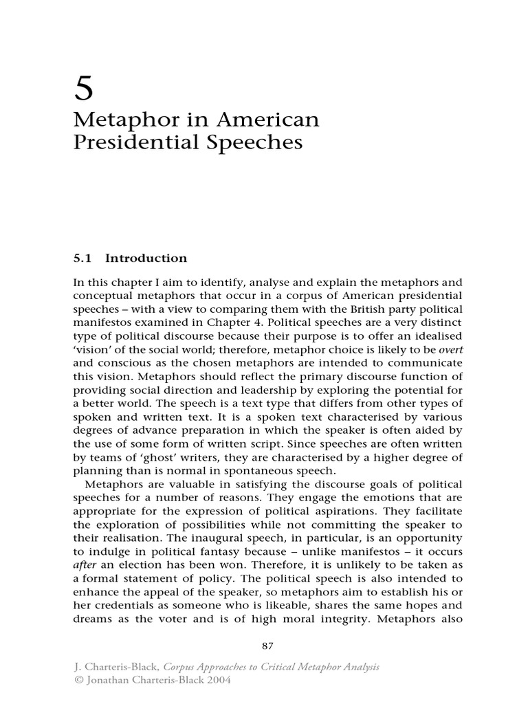 Metaphors in US Presidential Speeches | PDF | Metaphor | Discourse