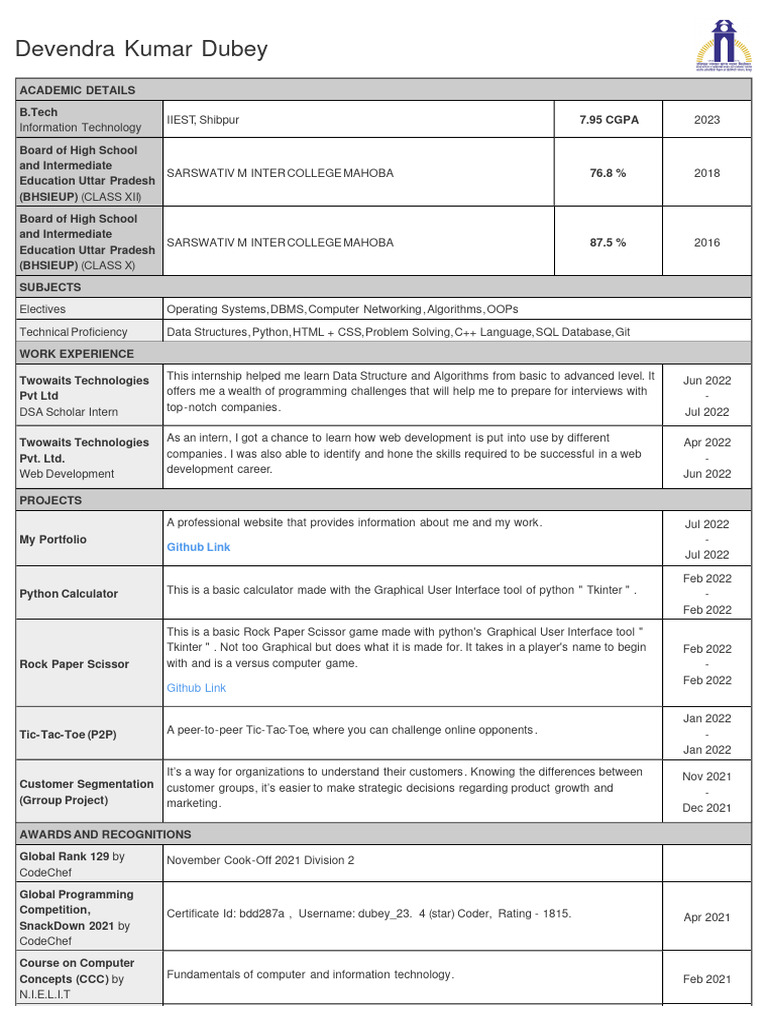 Resume Devendra Kumar Dubey | PDF | Business | Computers
