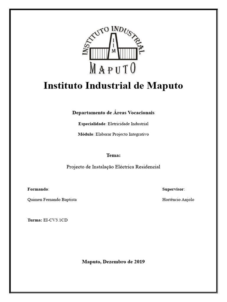 Instituto Industrial de Maputo: Departamento de Áreas Vocacionais | PDF | Eletricidade ...