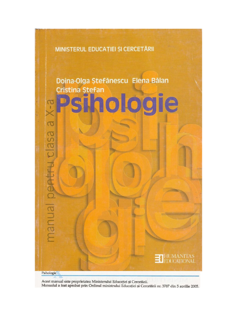 Manual Psihologie Clasa A X-A | PDF