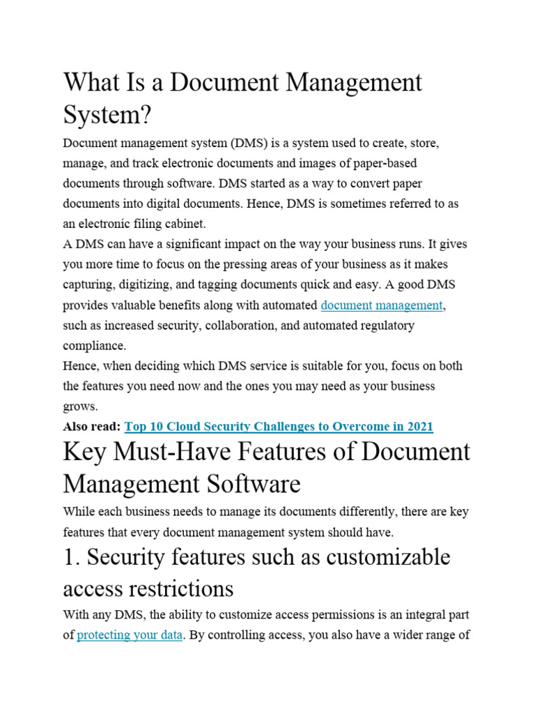 What Is A Document Management System | PDF | Share Point | Enterprise ...