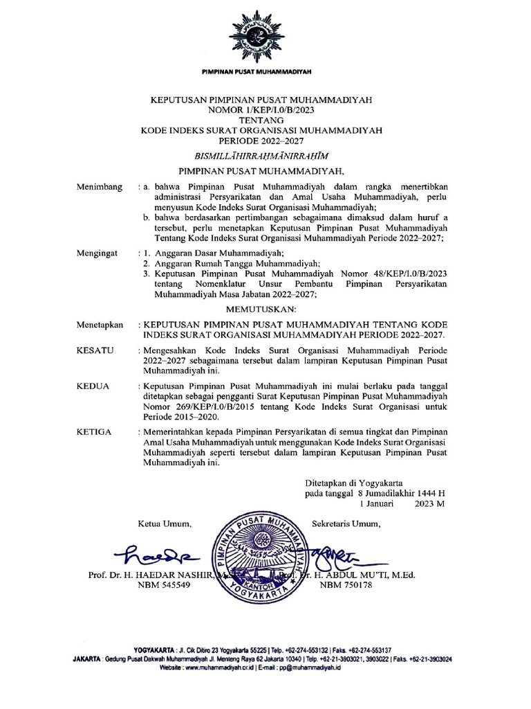 Kode Indeks Surat PPM Periode 2022-2027 | PDF